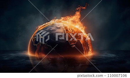 Illustration of the earth world globe on fire... - Stock Illustration ...