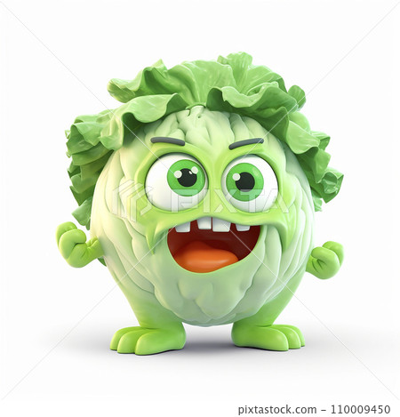 Head of cabbage, funny cute cartoon 3d... - Stock Illustration ...