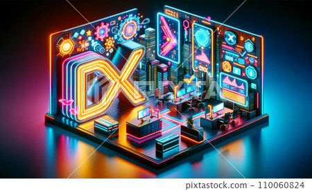 DX, digitalization, IT, AI, 3DCG illustration... - Stock Illustration ...