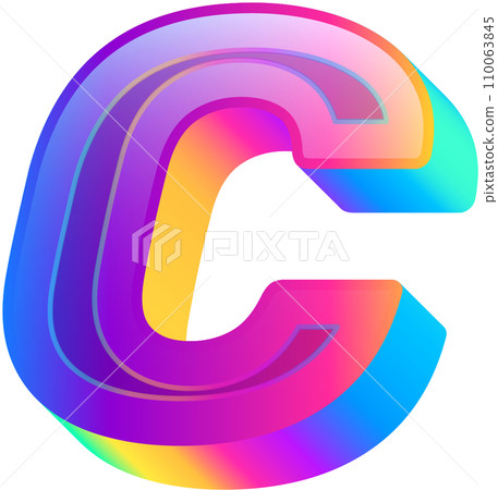 Neon Bold Gradient Alphabet Letter C - Stock Illustration [110063845 ...