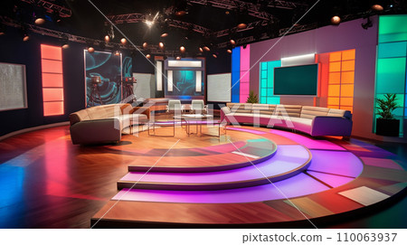 Studio set for recording variety talk show... - Stock Illustration ...
