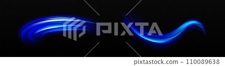 Blue light waved neon elements with swoosh effect - Stock Illustration ...