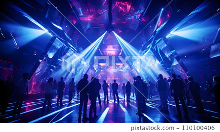 The neon lights of a Cyberpunk nightclub dance...-插圖素材 [110100406 ...