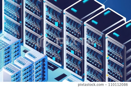 Server rack cluster in a data center -插圖素材 [110112086] - PIXTA圖庫