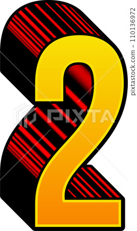 3D Yellow Red Stripped Alphabet Number 2 - Stock Illustration ...