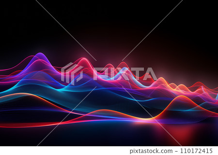 Neon light in the form of waves originates in... - Stock Illustration ...