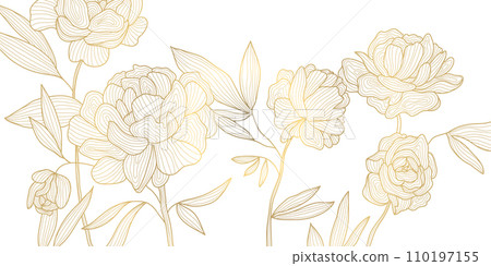 Vector gold line flower pattern, luxury art... - Stock Illustration ...