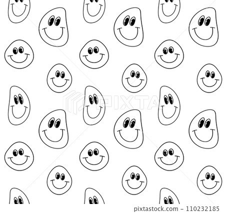 Vector seamless pattern of groovy smile face - Stock Illustration ...