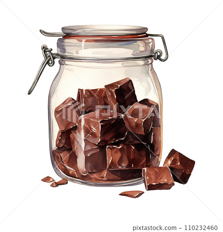 Jar filled with chocolate chunks. AI generated... - Stock Illustration ...