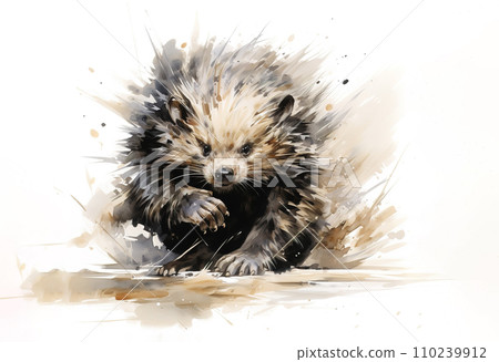 Image of painting porcupine running on a white... - Stock Illustration ...