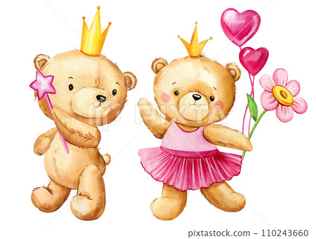 Teddy bear princess on isolated background.... - Stock Illustration ...