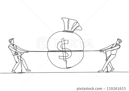 Single one line drawing two businessmen... - Stock Illustration ...