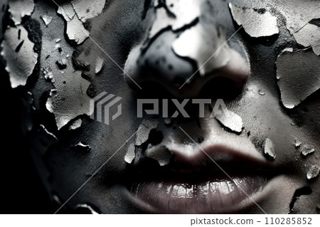 Close-up of the face of a young sad girl with... - Stock Illustration ...