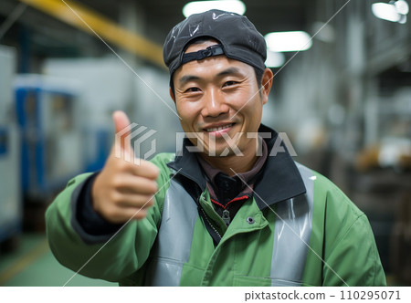 Smiling worker/man working in a factory (Gusain) - Stock Illustration ...
