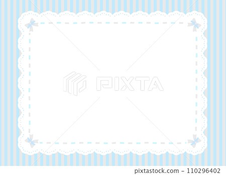 Cute blue frame background with lace and ribbon - Stock Illustration ...