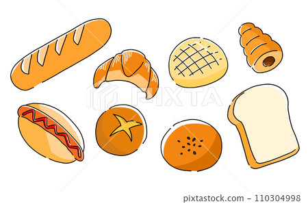 Loose simple bread set color solid color - Stock Illustration ...