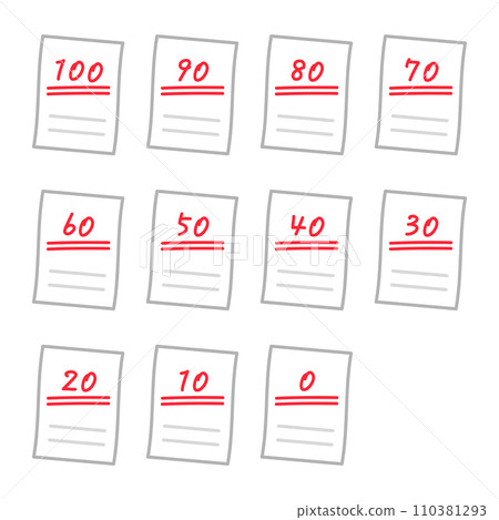 Test paper set from 0 to 100 points - Stock Illustration [110381293 ...