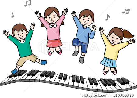 children jumping on the keyboard - Stock Illustration [110396389] - PIXTA