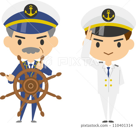 Image illustration set of captain and sailor at... - Stock Illustration ...