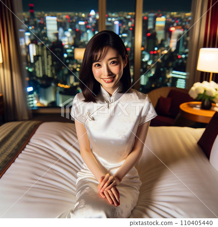 【AI美女】床上興奮的旗袍美女-插圖素材 [110405440] - PIXTA圖庫