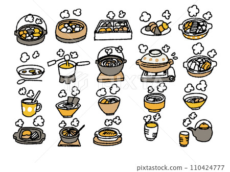 Illustration set of warm foods eaten in winter - Stock Illustration ...