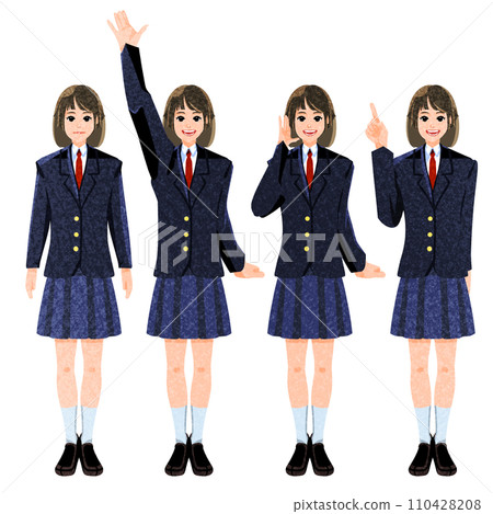 Collection of female student poses - Stock Illustration [110428208] - PIXTA
