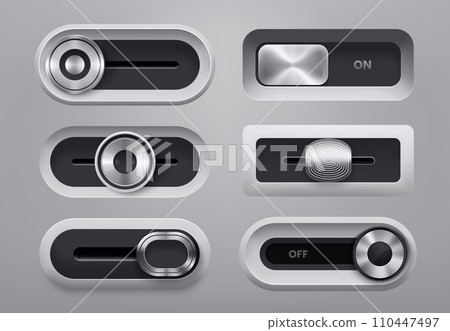 UI interface metal slider bar buttons and...-插圖素材 [110447497] - PIXTA圖庫