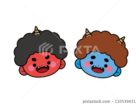 Setsubun red demon and blue demon illustration - Stock Illustration ...