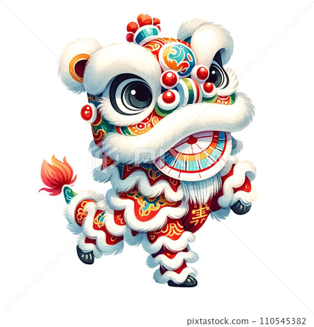 Watercolor clipart of Chinese New Year Lion... - Stock Illustration ...