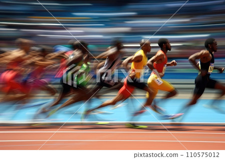 Blurred running race group of runners on... - Stock Illustration ...