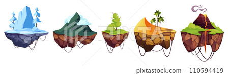 Flying ground platforms. Cartoon floating... - Stock Illustration ...