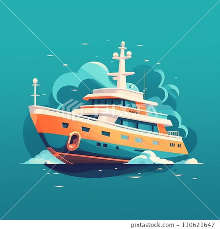 Illustration of a big luxury yacht. Simple... - Stock Illustration ...