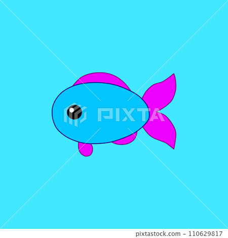 The blue fish on the cyan background - Stock Illustration [110629817 ...