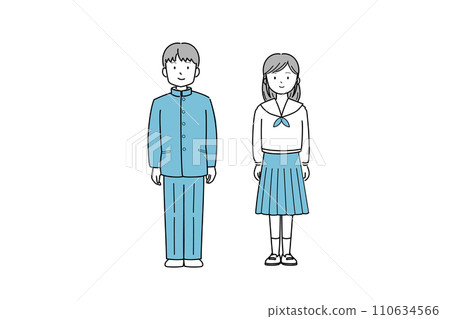 Student in uniform standing facing forward - Stock Illustration ...