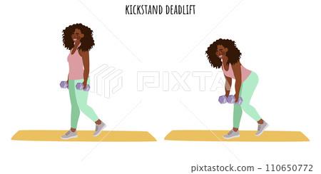 Young woman doing kickstand deadlift exercise - Stock Illustration ...