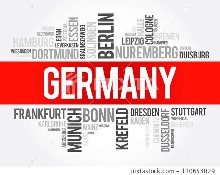 List of cities in Germany, word cloud collage,... - Stock Illustration ...