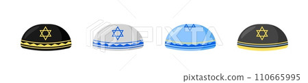 Jewish traditional kippah caps template-插圖素材 [110665995] - PIXTA圖庫