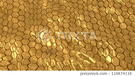 Abstract energy metal gold shiny cells hexagons... - Stock Illustration ...