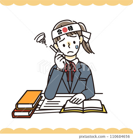 Female student worried about studying for... - Stock Illustration ...