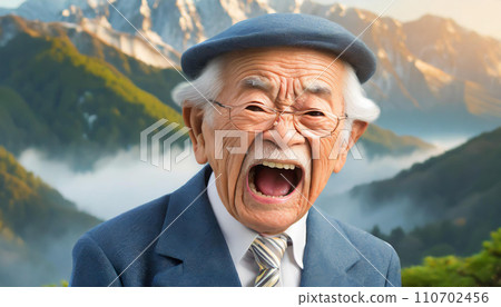 Senior man screaming (AI generated image) - Stock Illustration ...