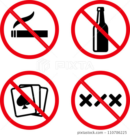 No smoking, alcohol, gambling prohibition sign - Stock Illustration ...