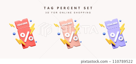 3d Set of color coupon discount with flash.... - Stock Illustration ...