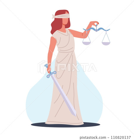 Lady Justice Vector Judiciary Symbol. Lady Justice With Blindfold,