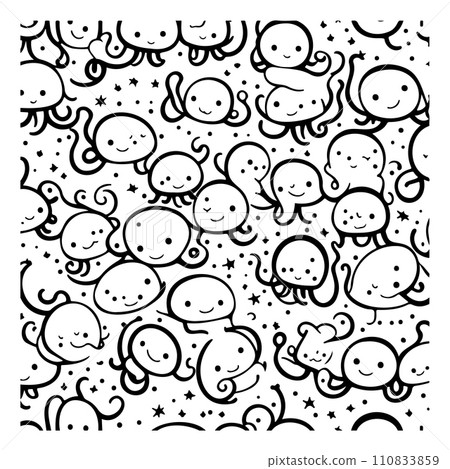 Doodle kids cartoon octopus seamless pattern... - Stock Illustration ...