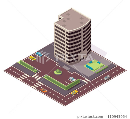 Isometric offices or business center. Town...-插圖素材 [110945964] - PIXTA圖庫