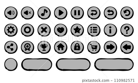 Material set of hand-drawn cute game UI icons - Stock Illustration ...