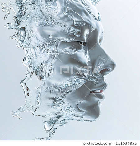 Woman face made of water reflections and water... - Stock Illustration ...