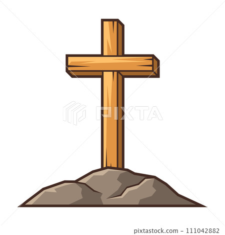 Christian wooden cross. Happy Easter image.... - Stock Illustration ...