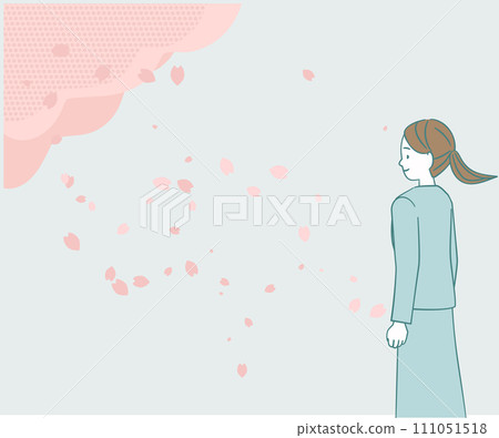 A woman in a suit under the cherry blossoms - Stock Illustration ...