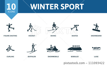 Winter sport icons set. Creative icons: figure...-插圖素材 [111093422 ...